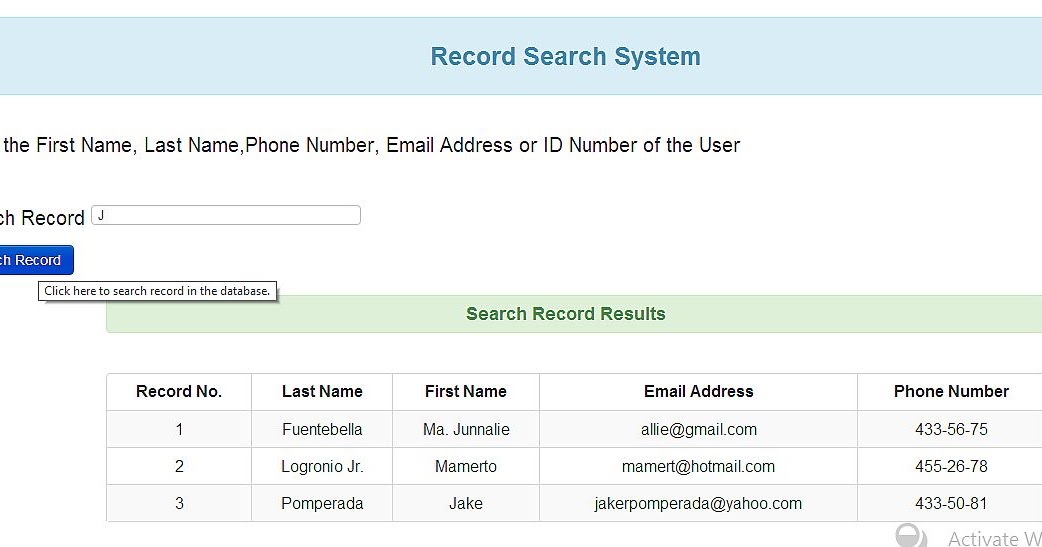 Free Programming Source Codes and Computer Programming Tutorials: Record Search System in PHP ...