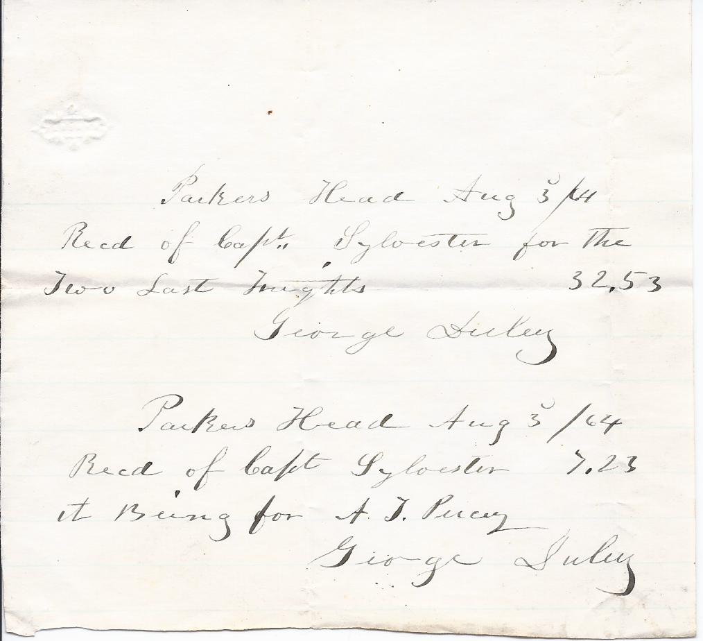 Heirlooms Reunited: 1864 Receipts given by George Hampton Duley to Capt ...