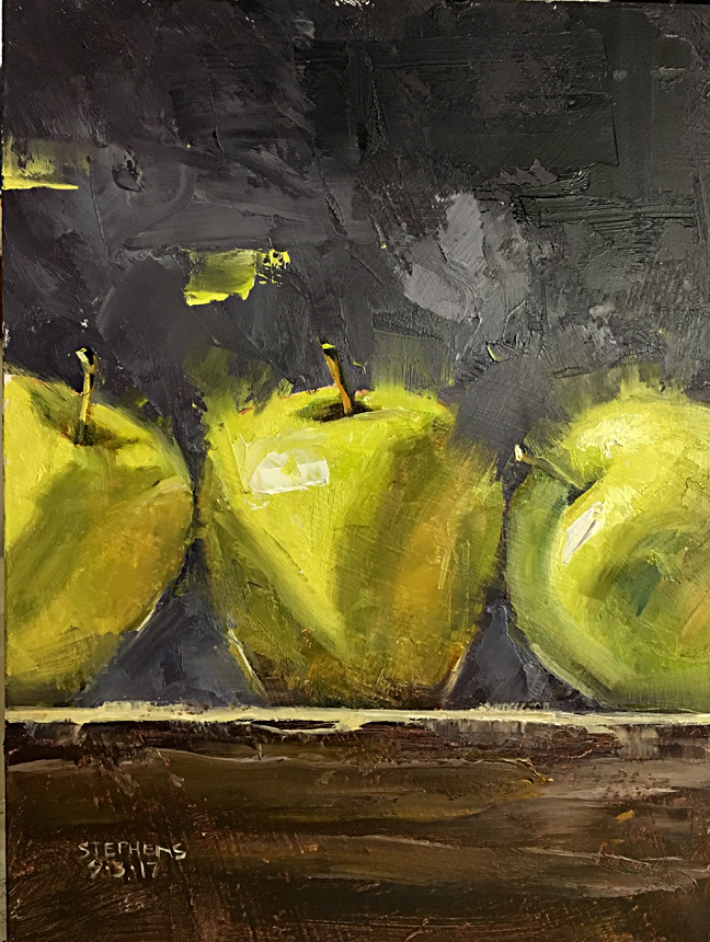 Daily Painting: 3 Golden Delicious Apples 6x8