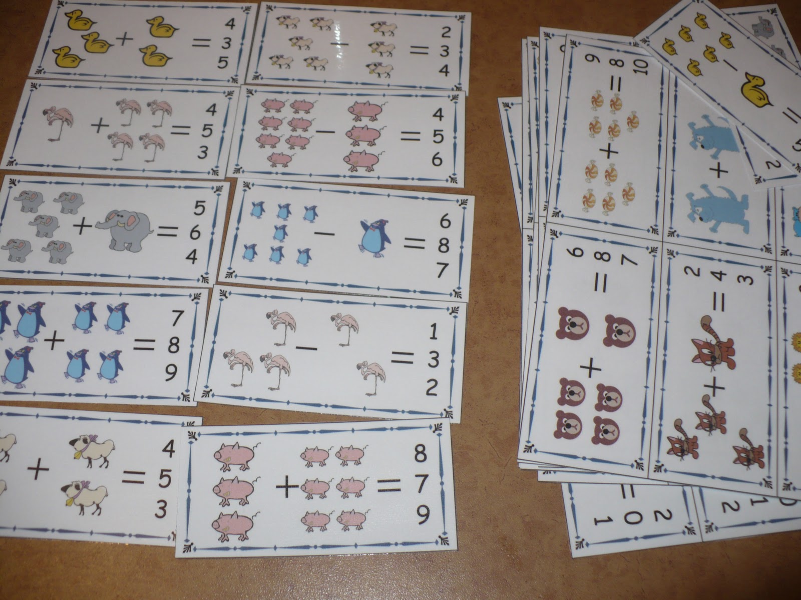 L'école des amours: Fiches additions - soustractions de 0 à 10