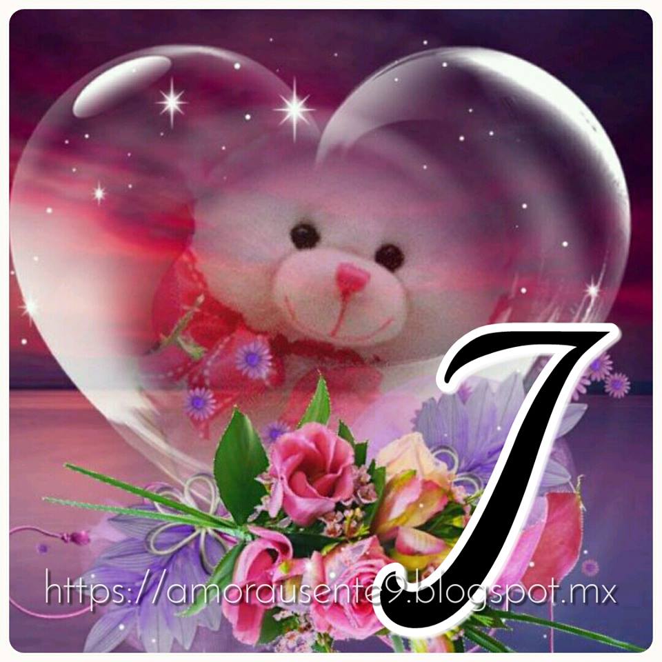 MY HAPPY PLACE..: Tu inicial en corazón y oso de peluche (J)