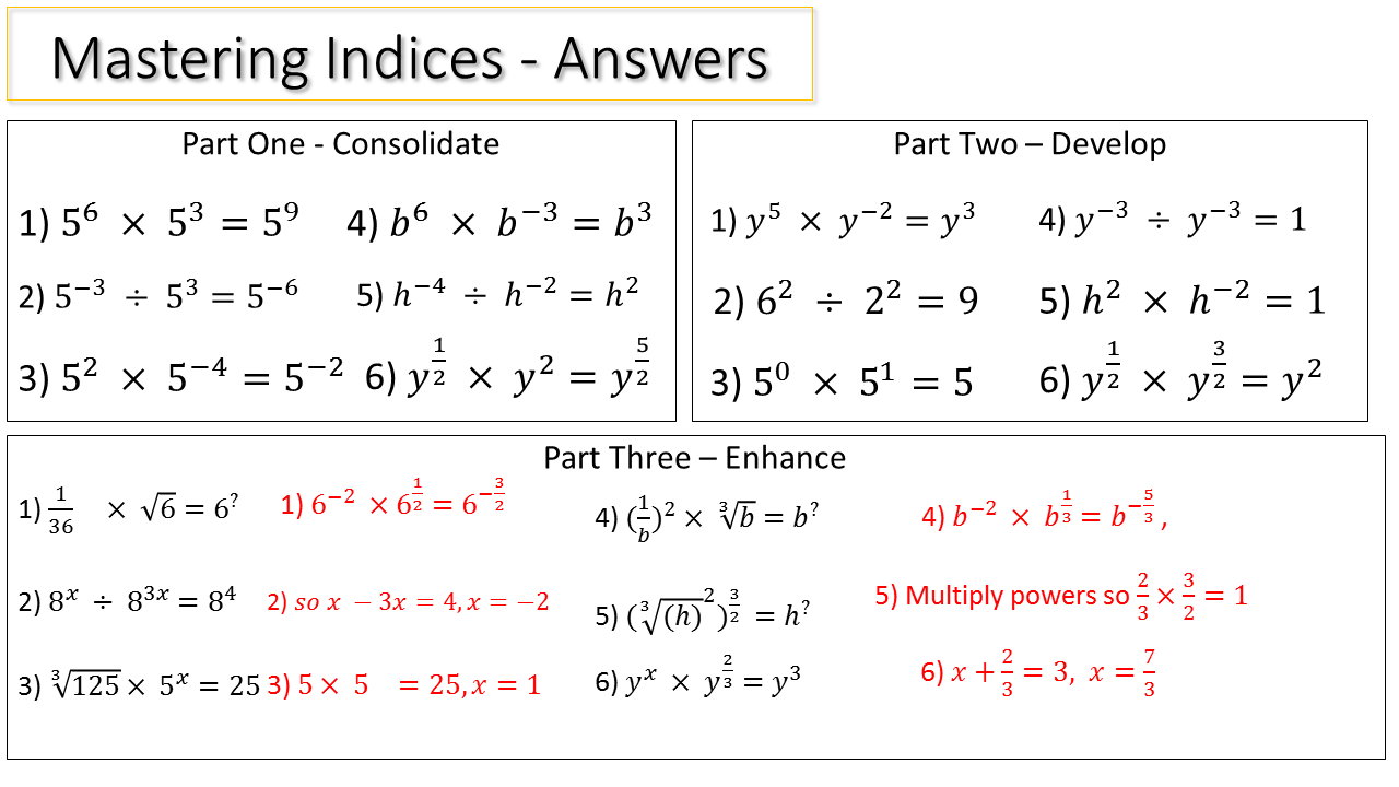 Maths With Friends: Indices/Powers Extension