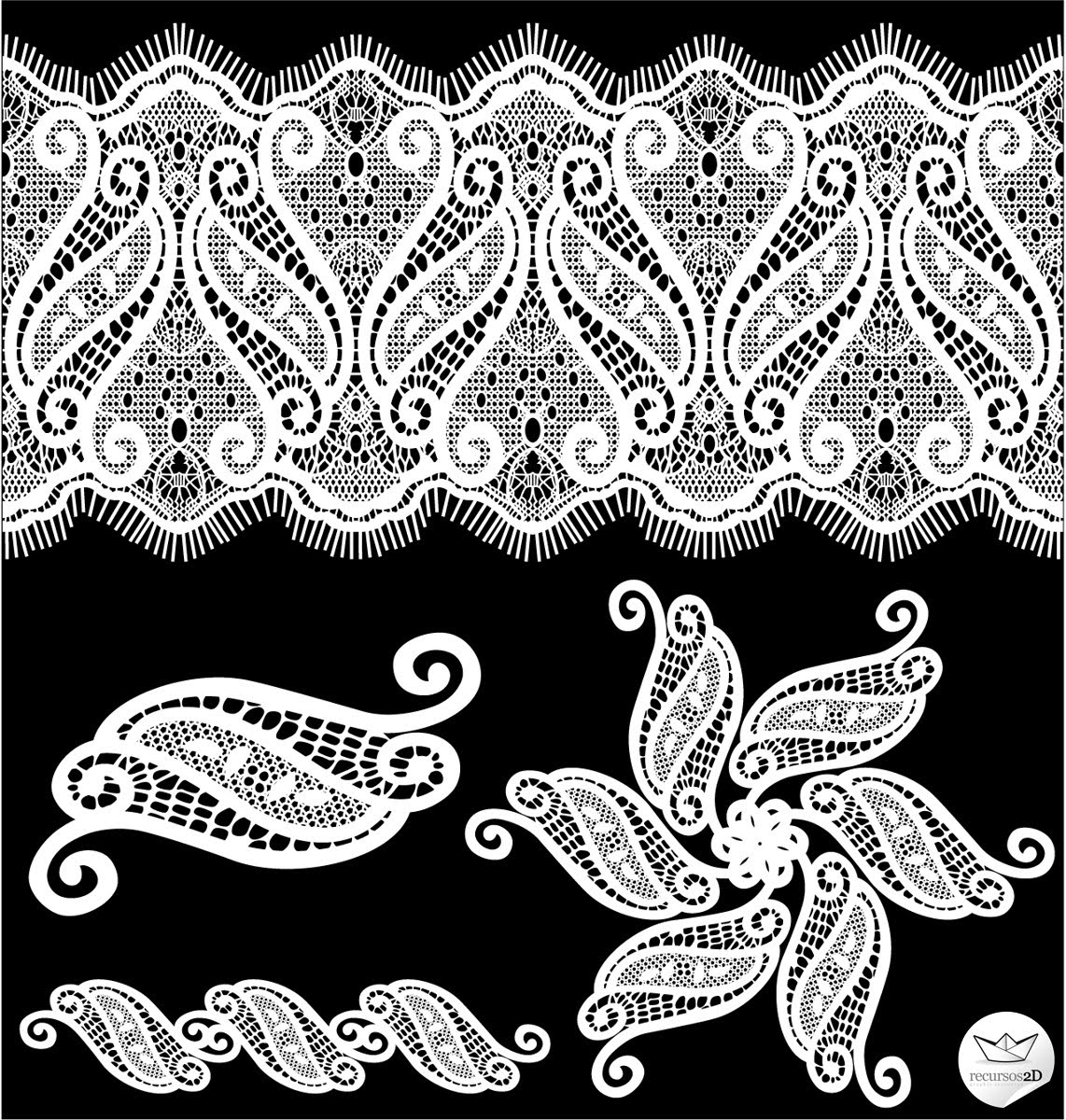 Encaje o puntilla en vector (Vector Lace Ornaments) | Recursos 2D