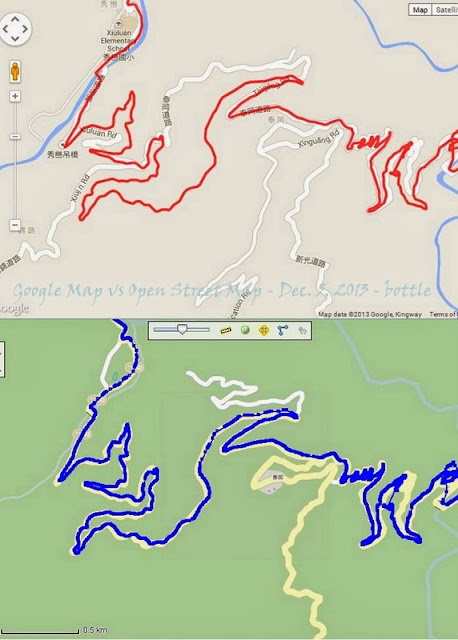 For Hiking: OpenStreetMap vs Google Map 地圖比較