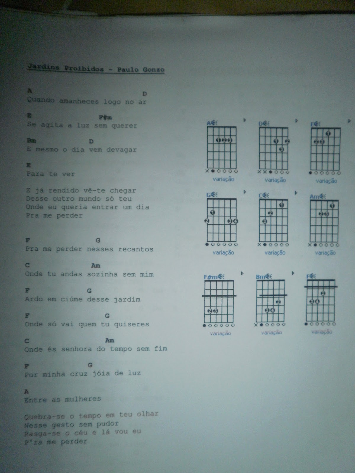 Música Guitarra e Partituras - GUITAR Tabs & Chords / Cifras: Jardins ...