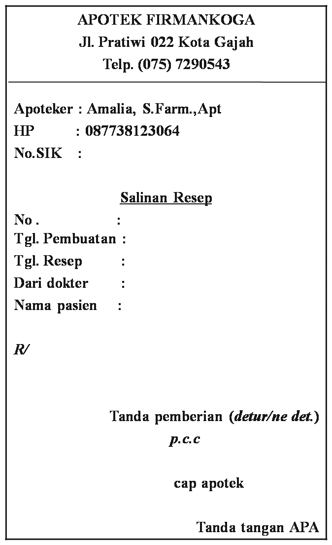 Bagian Resep dan Salinannya | Firman Koga