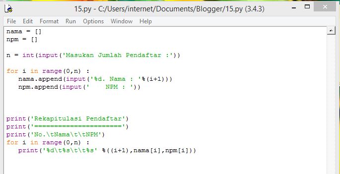 Menyimpan Data Menggunakan List dalam Bahasa Pemograman Python