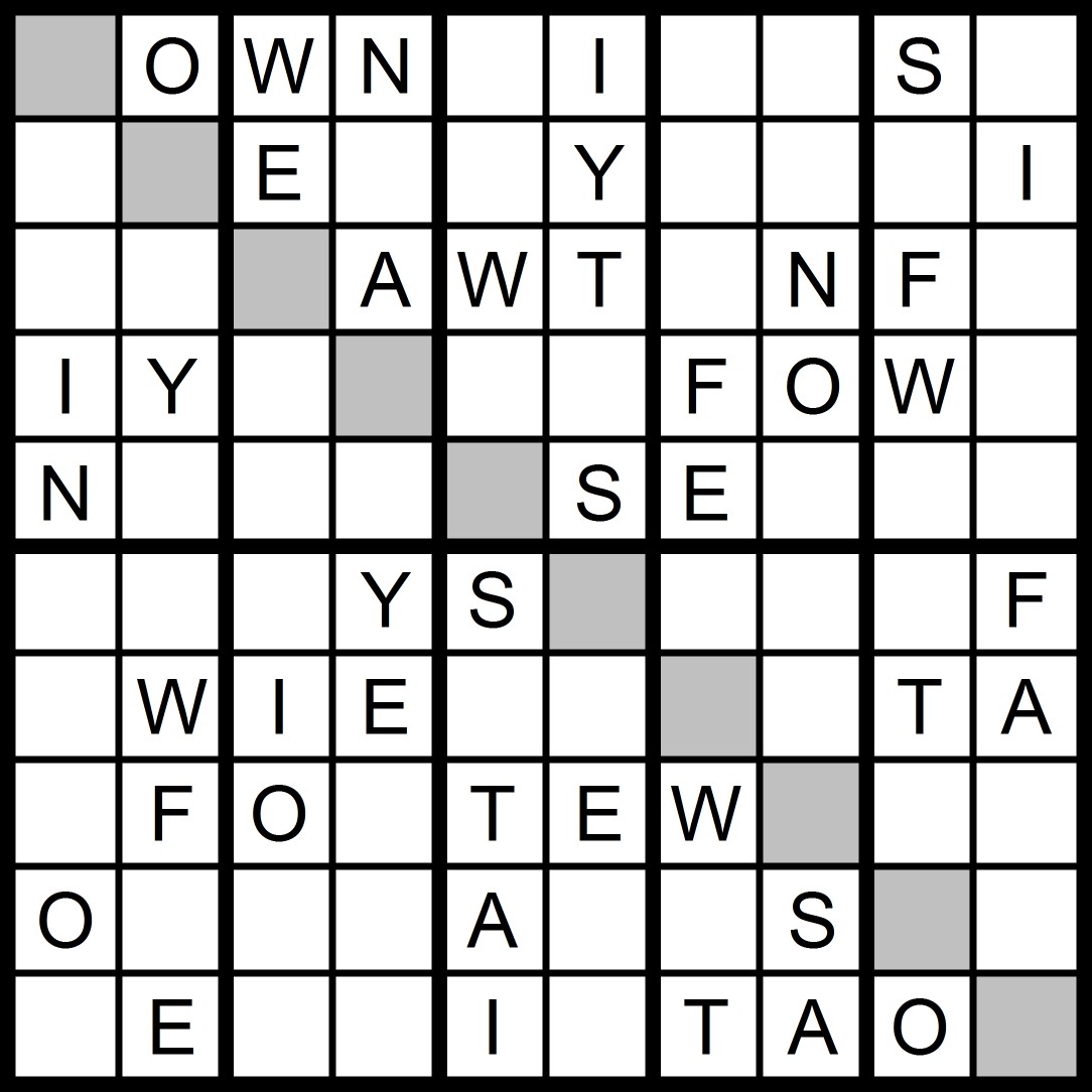 Magic Word Square: New Word Sudoku Puzzle for Friday, 7/24/2015