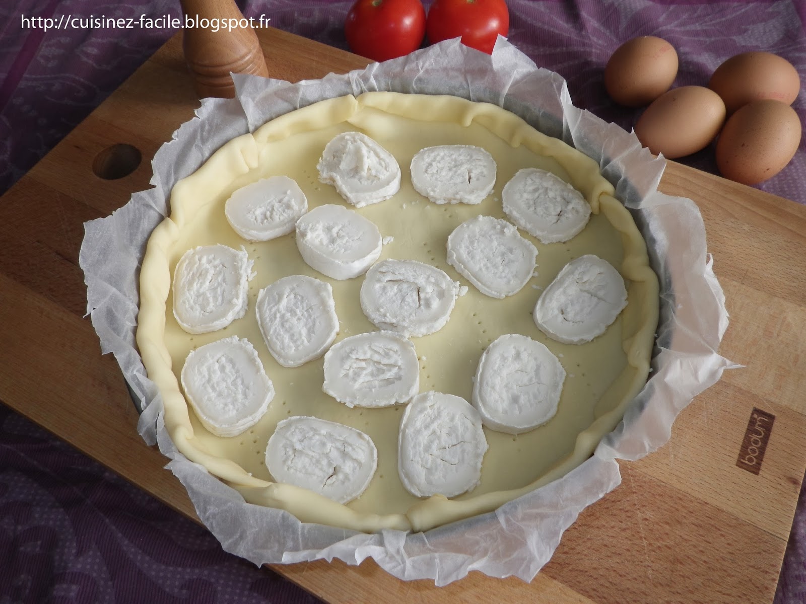 Cuisinez facile - Easy cooking: Tarte au chèvre, tomates et basilic