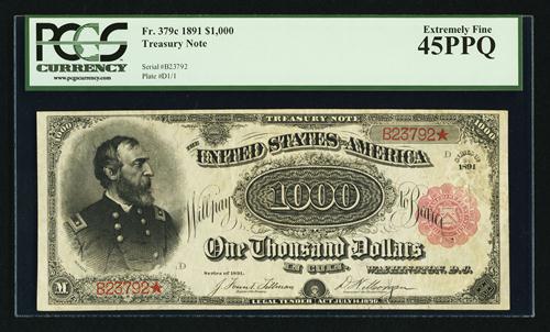 1891 $1000 Treasury Note sells $2.5 million | Lunaticg Coin