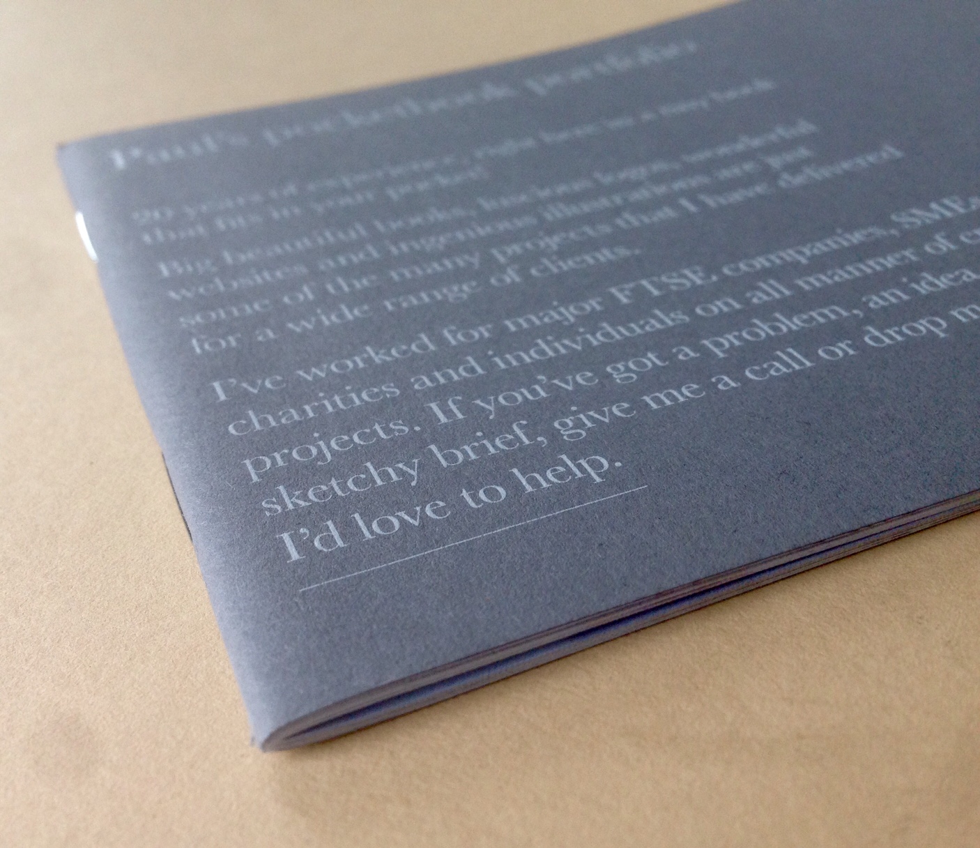 Justin's Amazing World At Fenner Paper: Paul's pocketbook portfolio