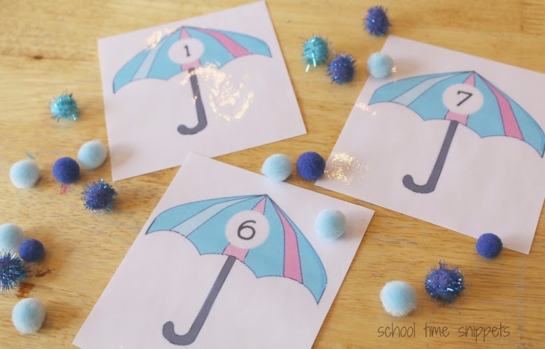 Counting Raindrops Preschool Printable | School Time Snippets
