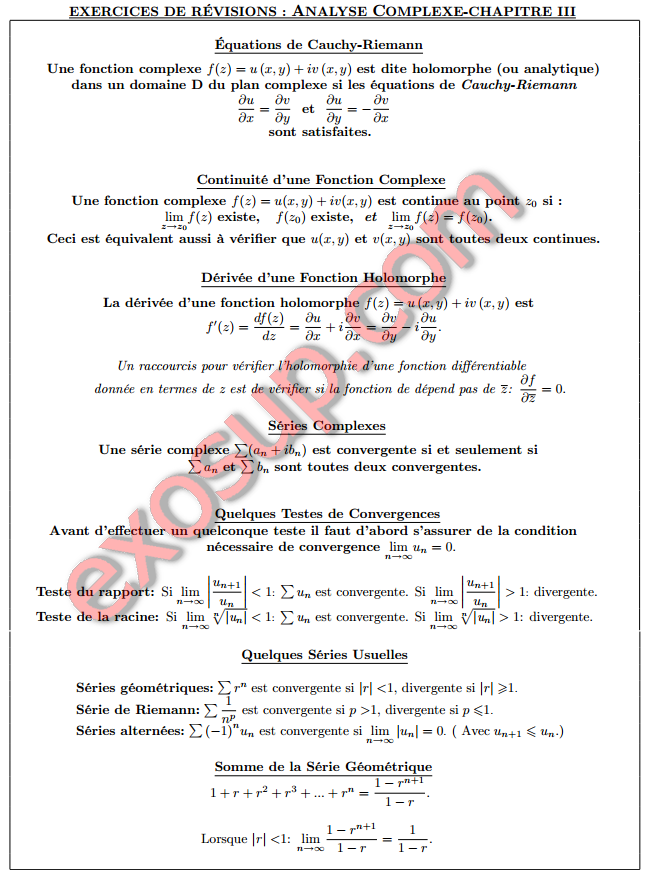 analyse complexe exo7 PDF Cours,Exercices ,Examens