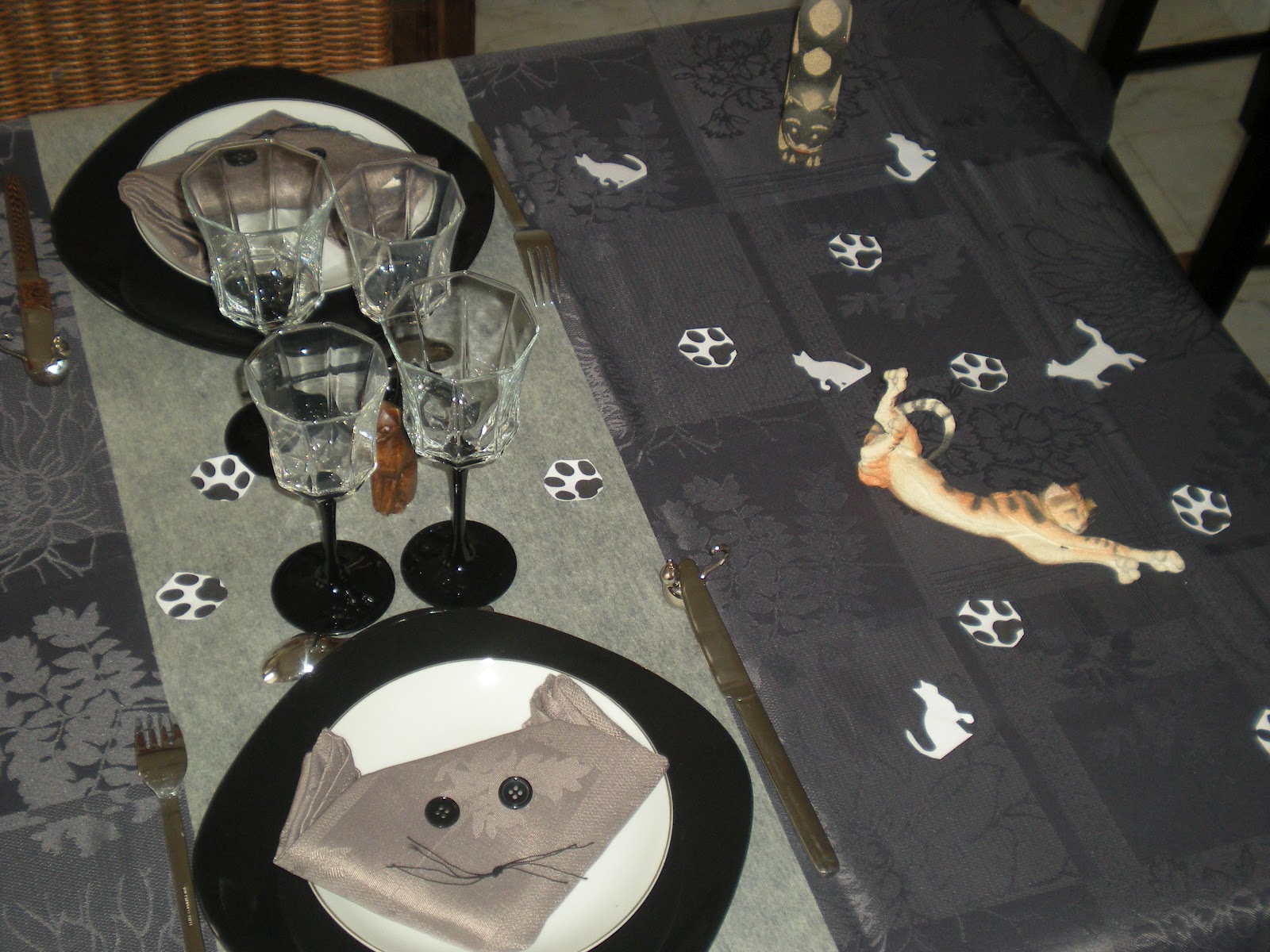 Déco de table à thèmes: Déco de table thème "Le Chat"