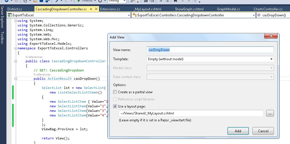 Cascading Dropdown In Mvc