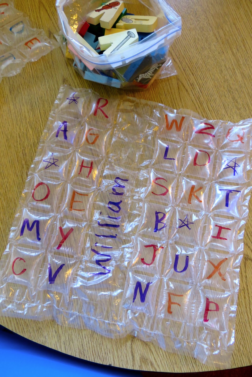 Ms. Sara's Preschool Blog: Learning Station - ABC Bubble Wrap