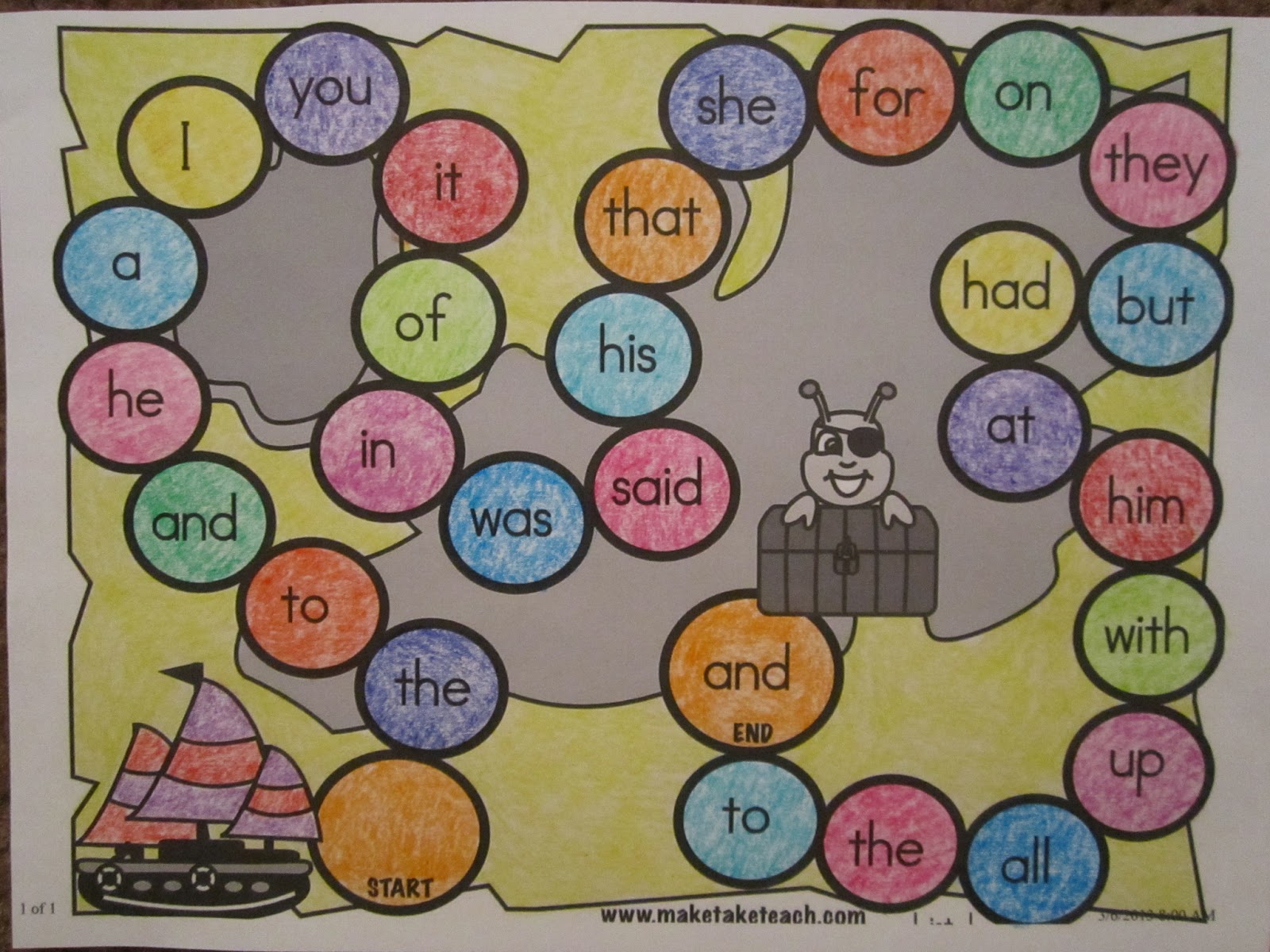 The Popcorn Reader: Sight Word Board Game: Idea #158
