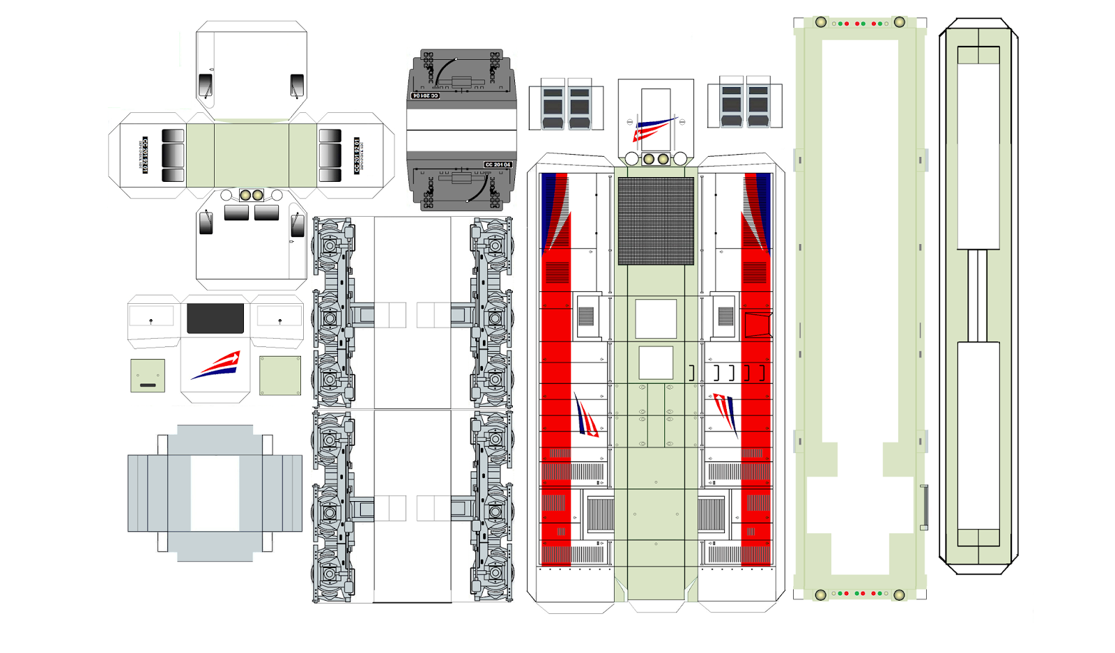 wafykeren's12: pola papercraft kereta api