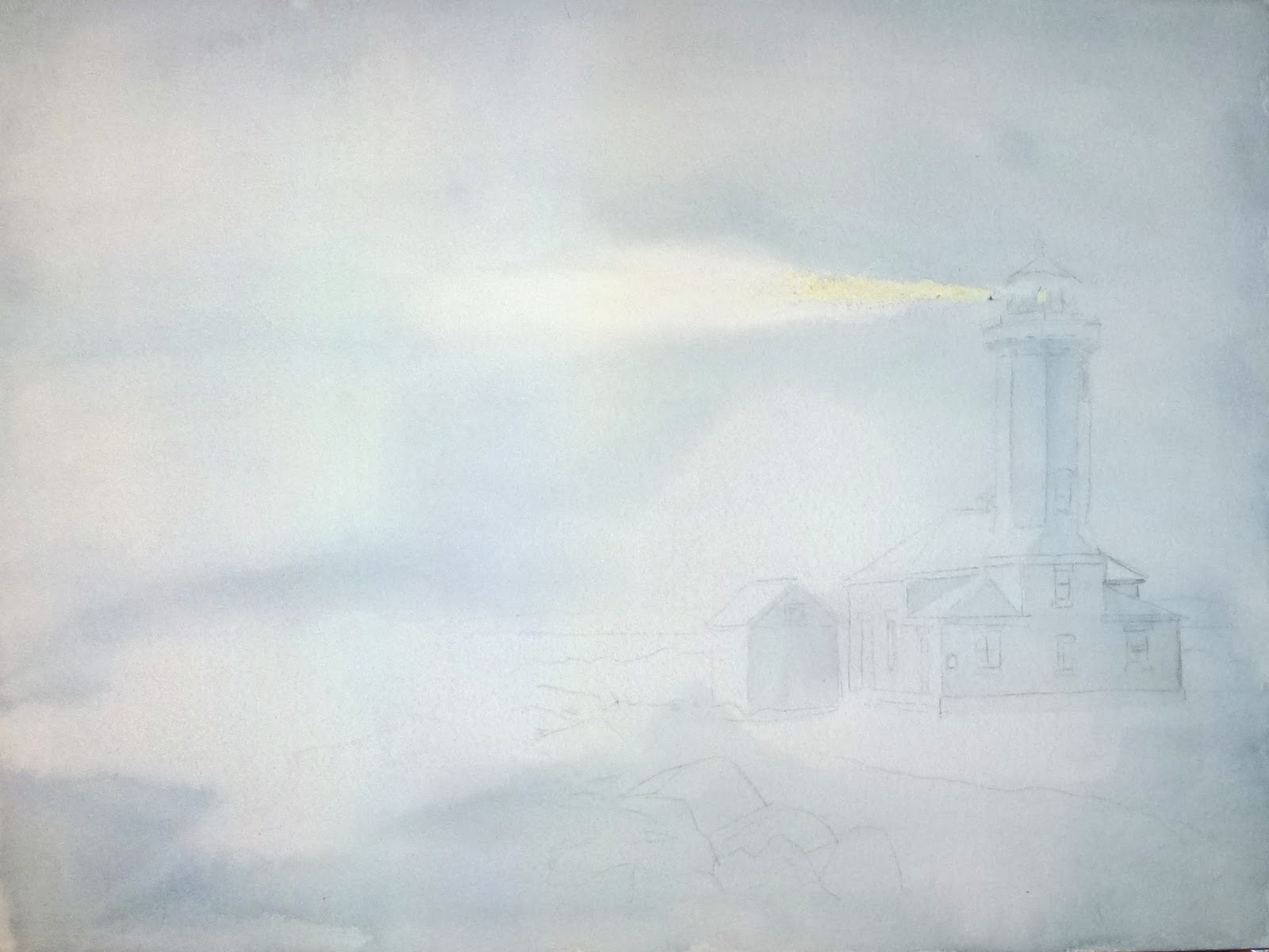 Melody's Doodles: "Point Wilson Lighthouse" step by step 2