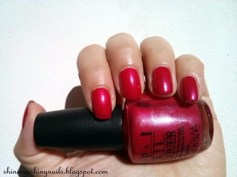 old: shine eye's shiny nails: opi california raspberry