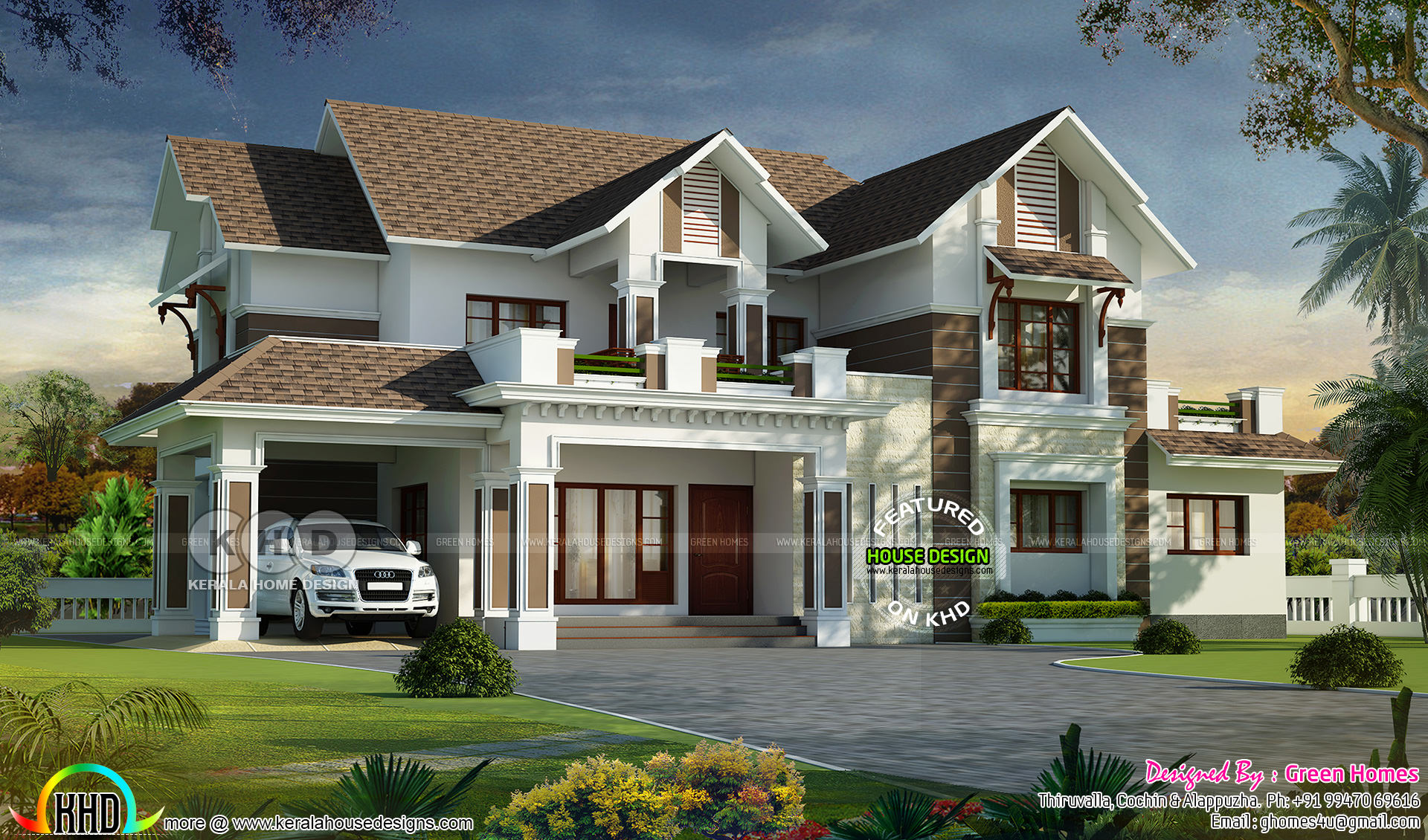 311 sq yards elegant sloping roof home design - Kerala Home Design and ...