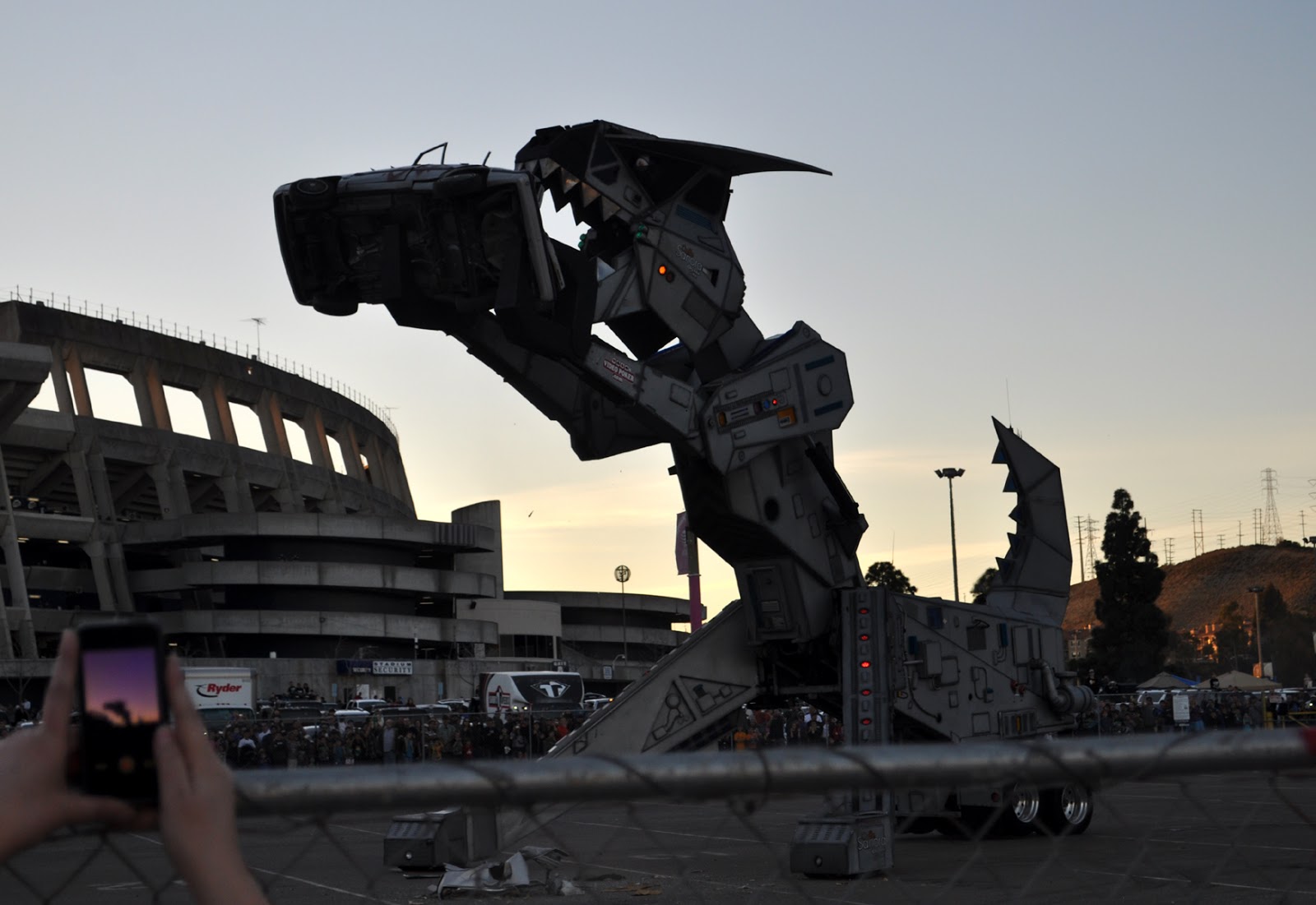 Just A Car Guy: Robosaurus gives a good show of chewing on and tearing ...