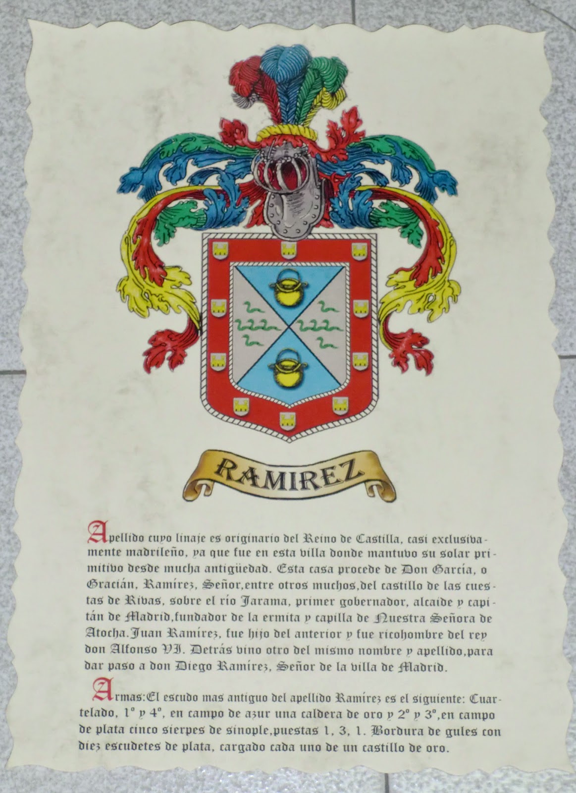 Todo de heráldica: Ramírez escudo e historia en lamina