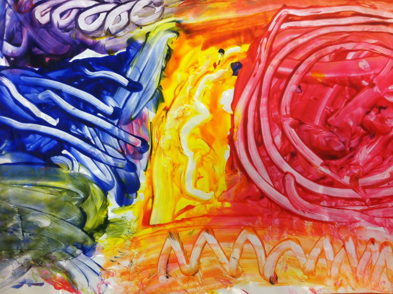 Hedke Art Room: Kindergarten Color Mixing Finger Paintings