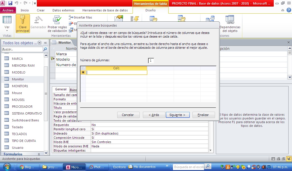 Poner botones y listas desplegables Access