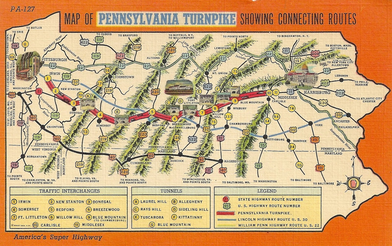 My Favorite Views: Pennsylvania - Map of Turnpike and Connecting Routs