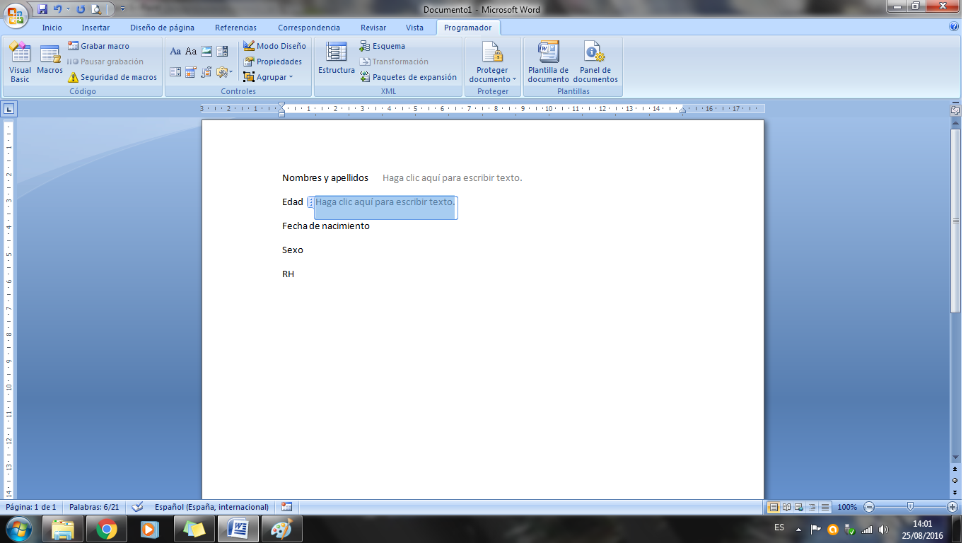 Mis Apuntes 3: Como crear un formulario en Word