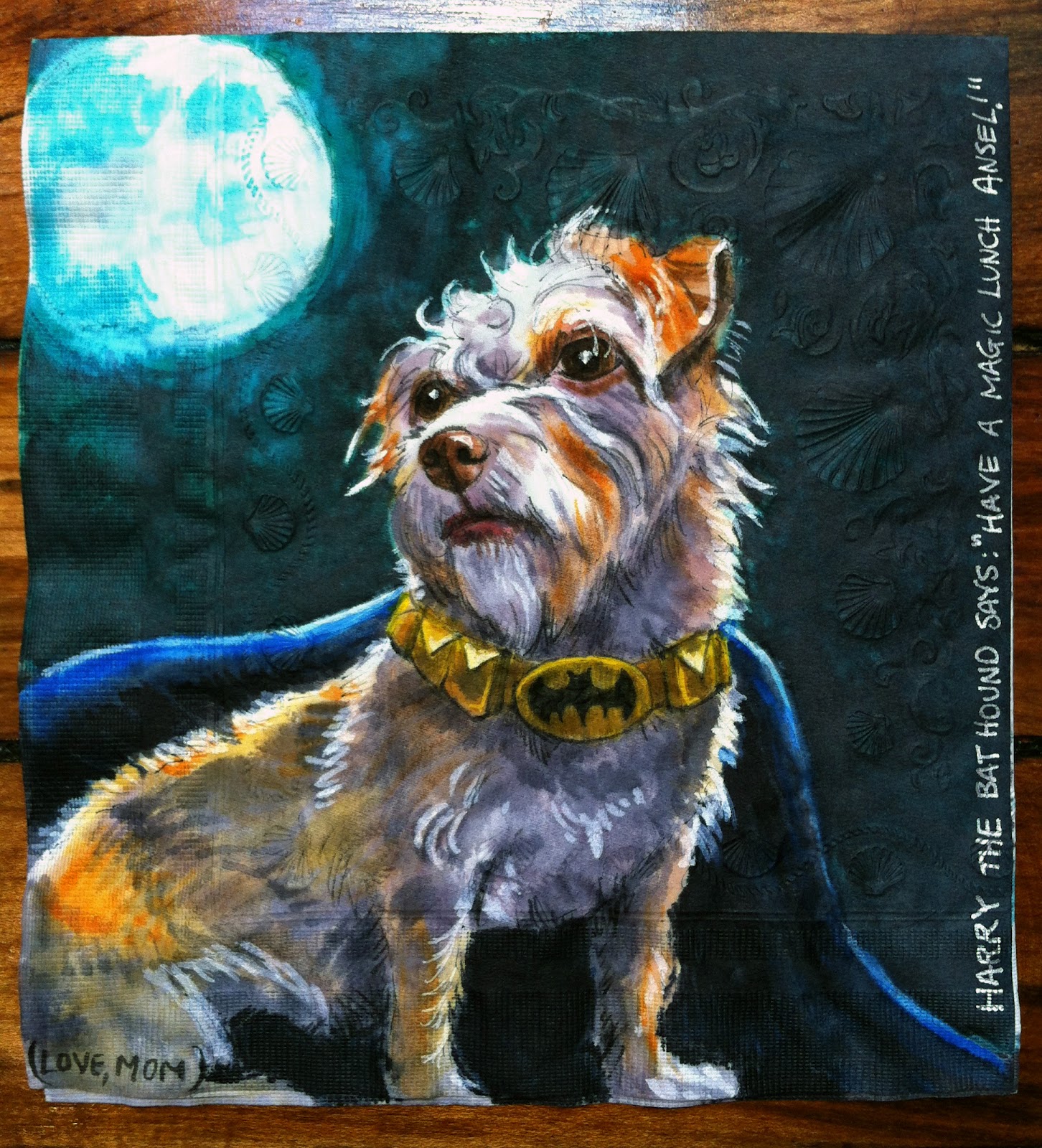 Daily Napkins: Harry as the Bat Hound for Ansel