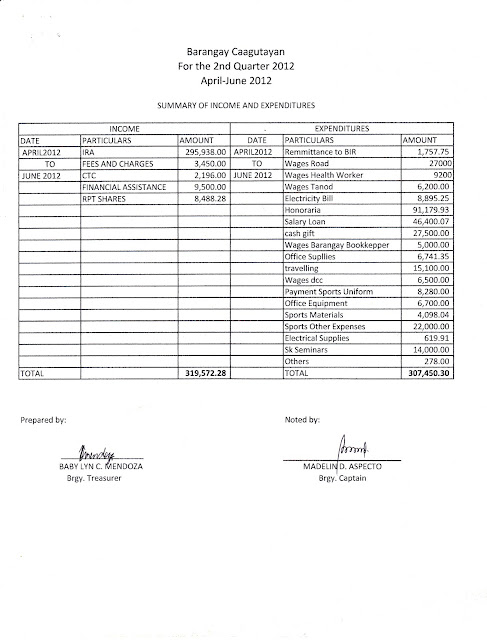 LGU San Teodoro Full Disclosure of Local Finances: Summary of Income ...