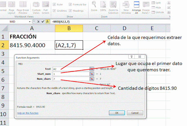 FORMULAS DE EXCEL: FÓRMULA "MID" o "EXTRAER" (MED)