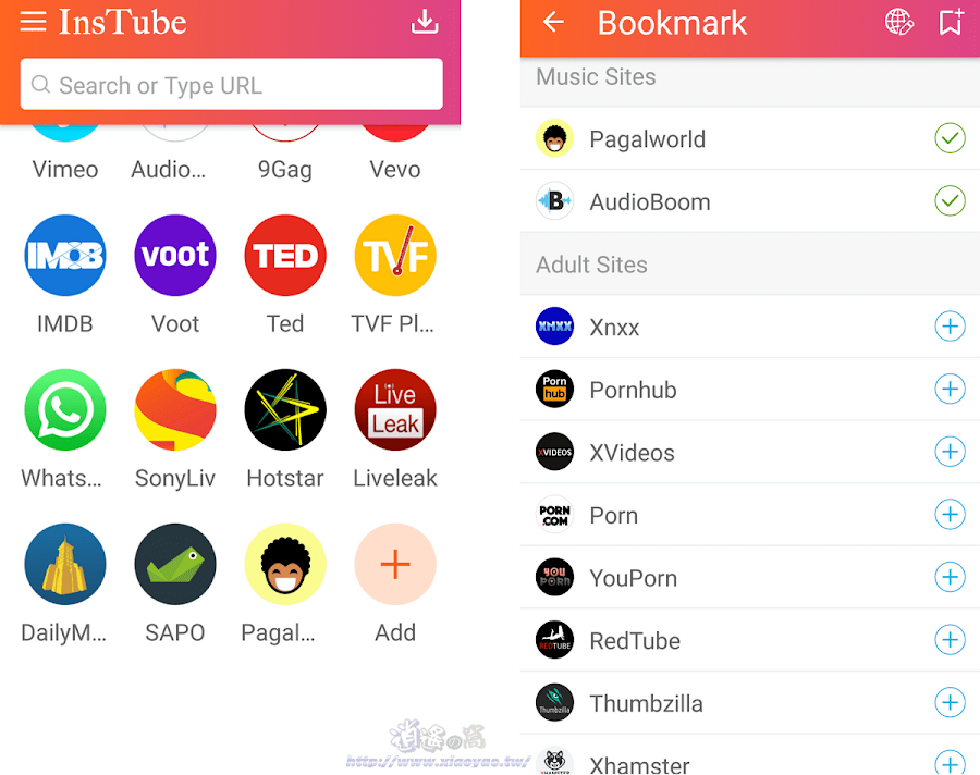 InsTube 免費網路影片下載 App，支援 YouTube 與上百個網站包含成人視頻(Android)
