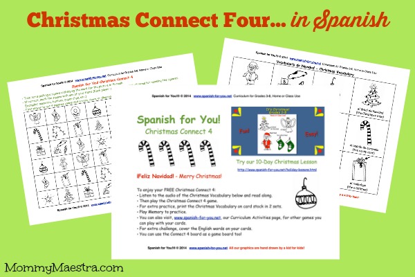 Mommy Maestra: Free Download: Christmas Connect Four in Spanish