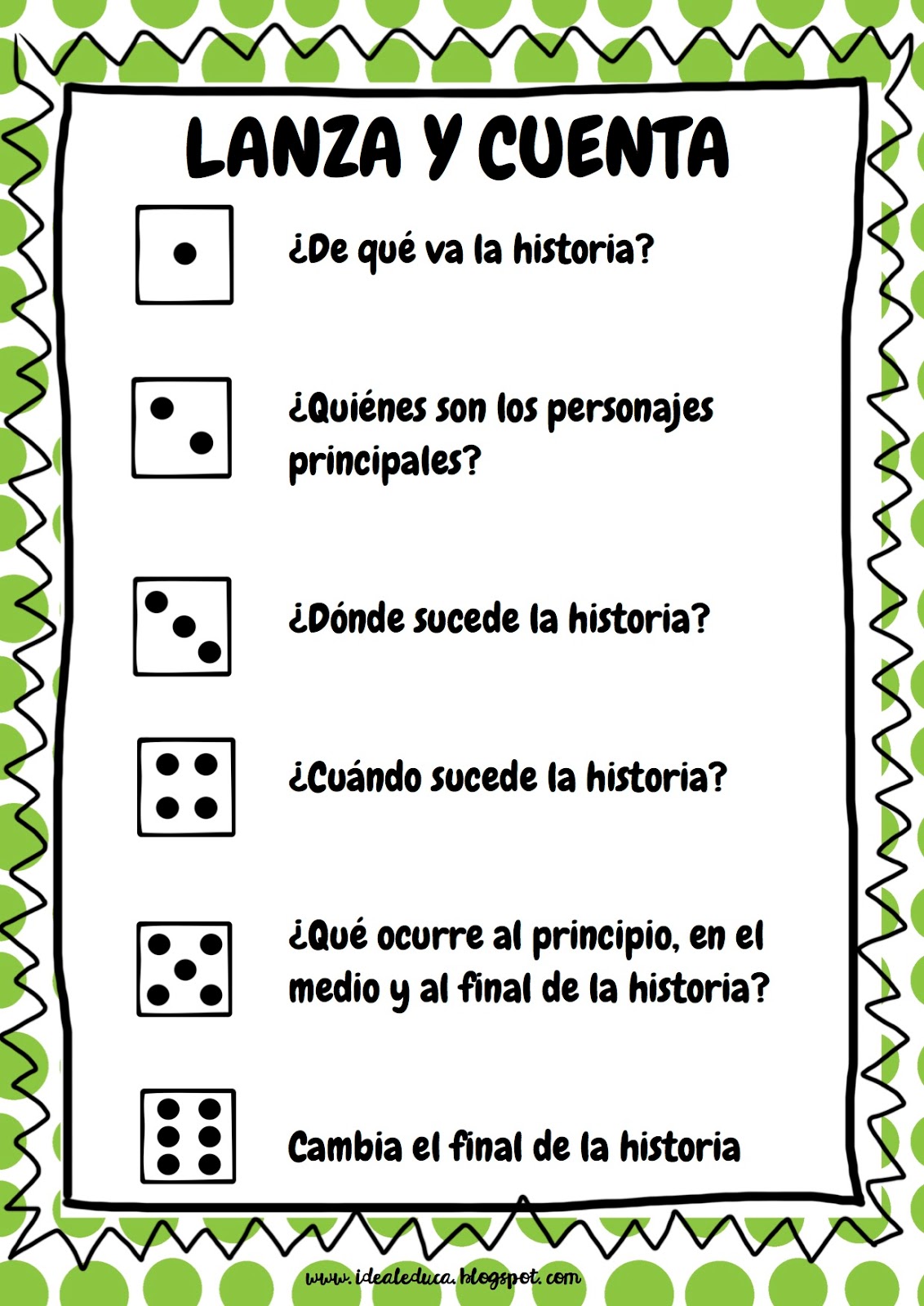 IDEALEDUCA: ¡¡¡DADO HISTORIAS!!! Crear, lanzar y contar