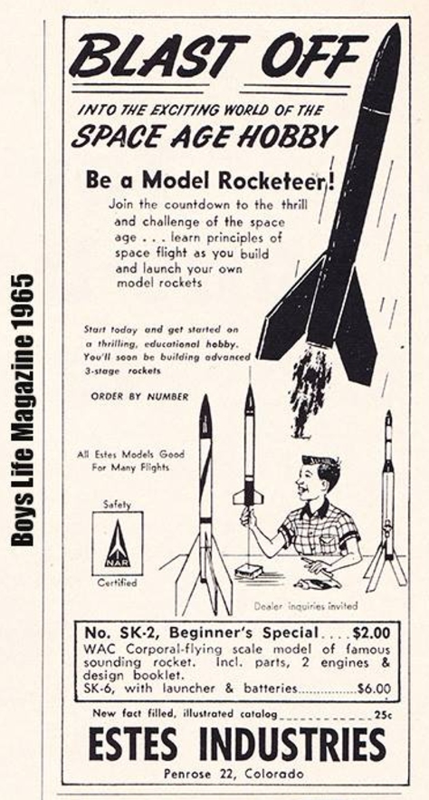 Model Rocket Building: Estes Ad from Boy's Live Magazine, 1965