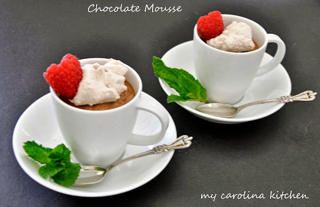 My Carolina Kitchen: Dark Chocolate Mousse topped with cassis flavored ...