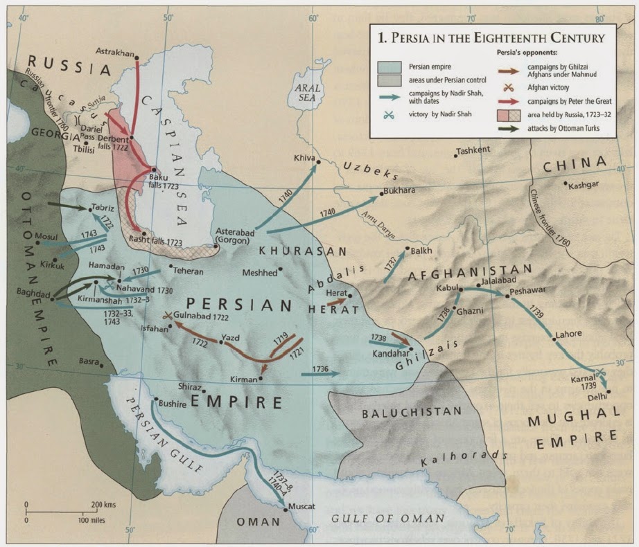 Perfectly timed invasion by Nader Shah (1739 - fall of Mogul rule in India