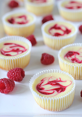 The Galley Gourmet: Mini Raspberry Swirl Cheesecakes