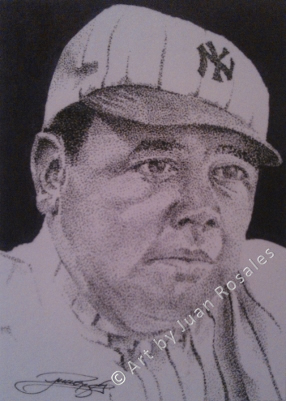 Art by Juan Rosales: HOF Sketch Card Project: Babe Ruth