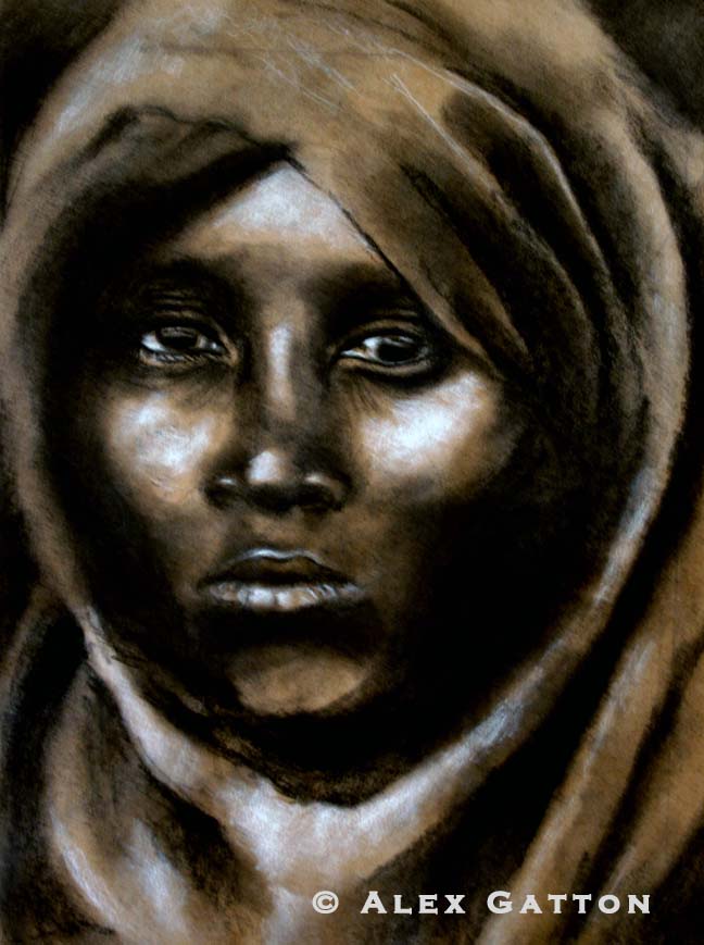 Alex Gatton Illustrations: Portrait on brown paper