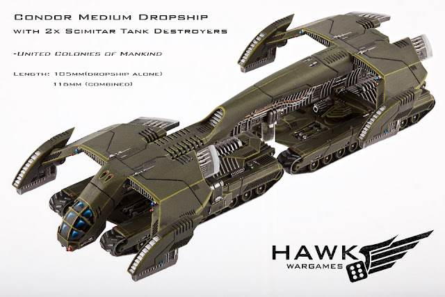 Hawk Wargames, UCM Condor Medium Dropship, Scimitar Tank Destroyers ...