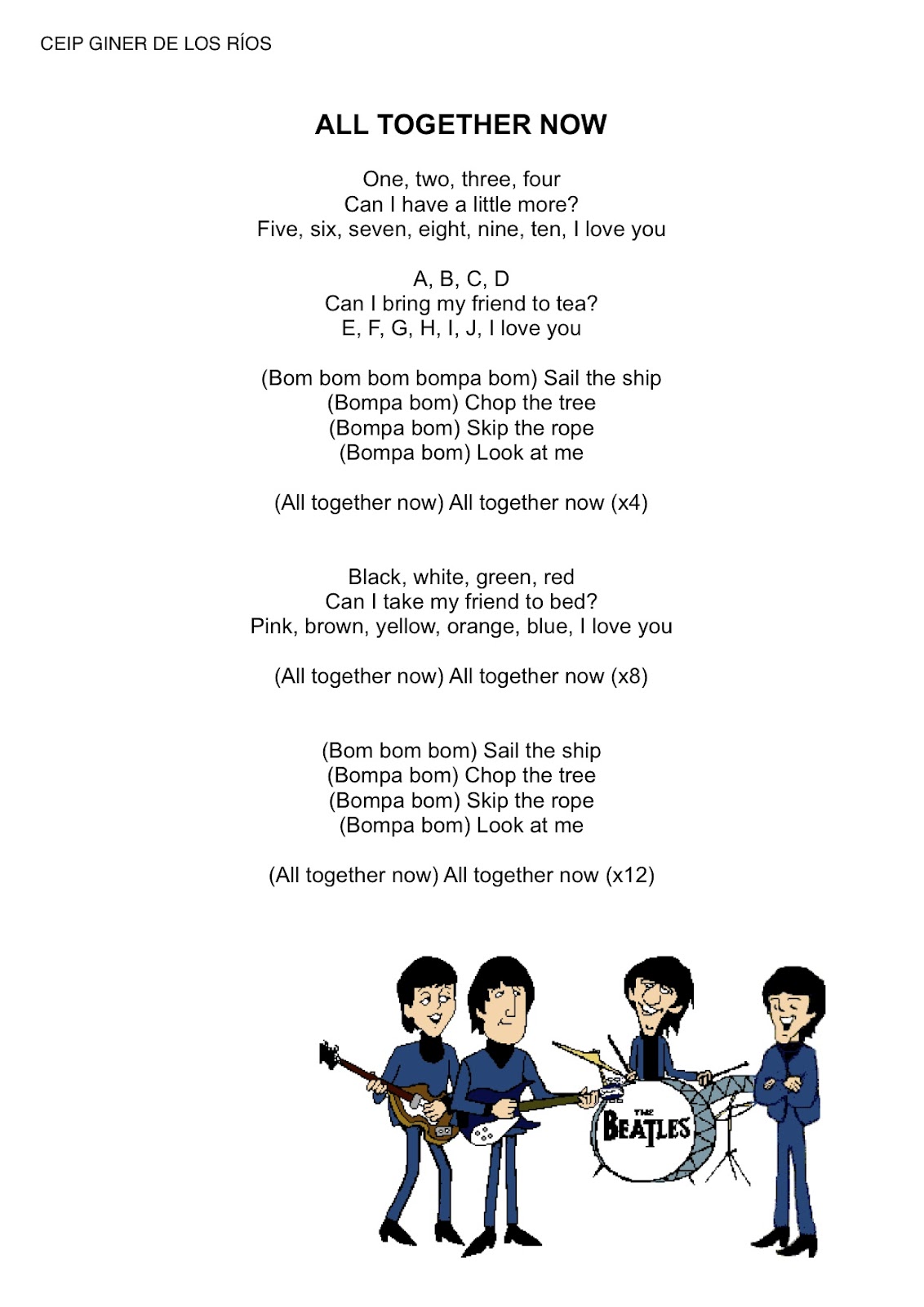 Our English Corner: ALL TOGETHER NOW (THE BEATLES)