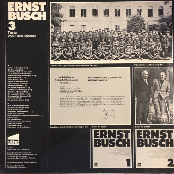 Zero G Sound : Ernst Busch singt und spricht Erich Kästner & Erich ...