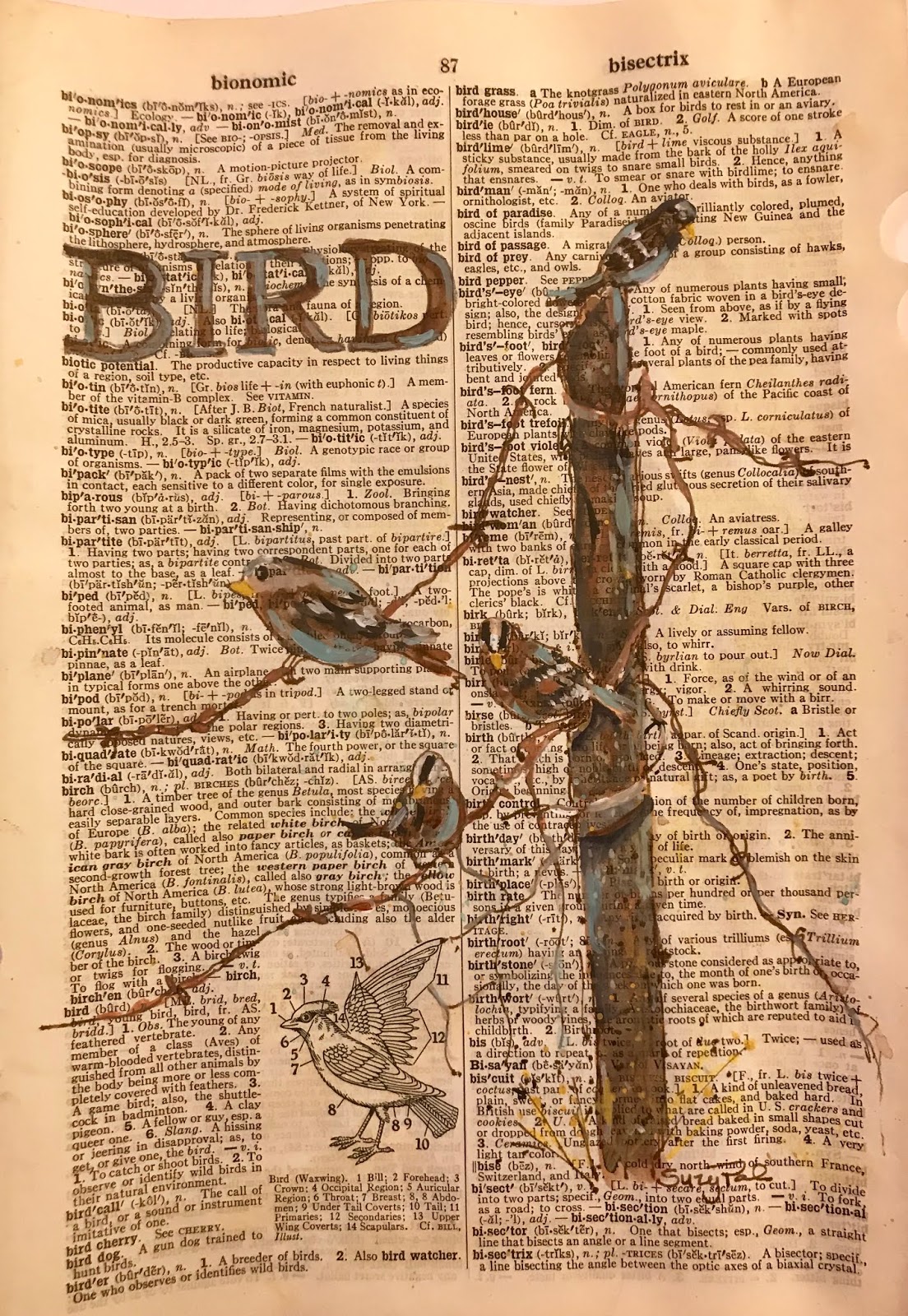 Suzy 'Pal' Powell Watercolors Collages and Sketches: Dictionary Art