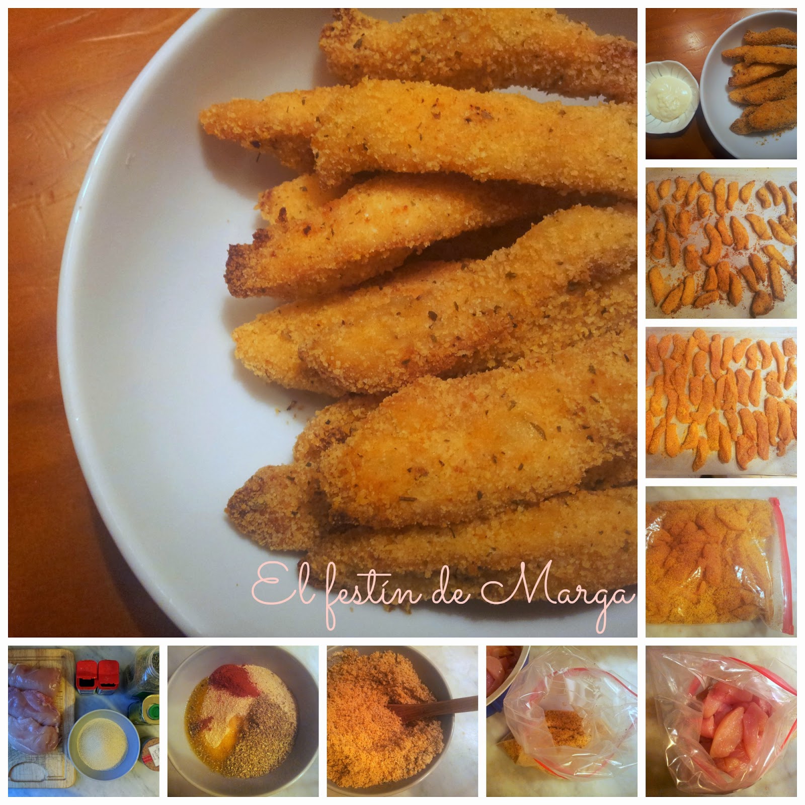 Tiras de pollo al horno ("Fingers" de pollo)