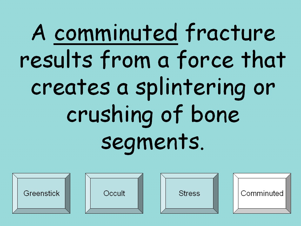 Comminuted fracture common location - serywise