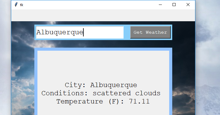 Python Tkinter example